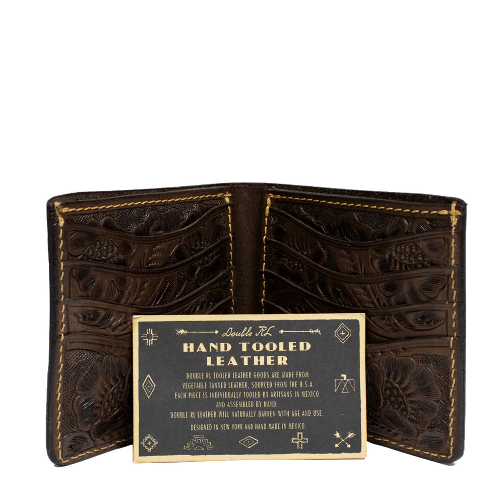 RRL by Ralph Lauren Hand Tooled Leather Billfold Wallet Brown | The ...