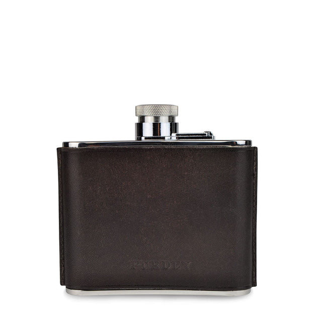 Purdey Hand Stitched 4oz Leather Flask Dark Brown | The Sporting Lodge