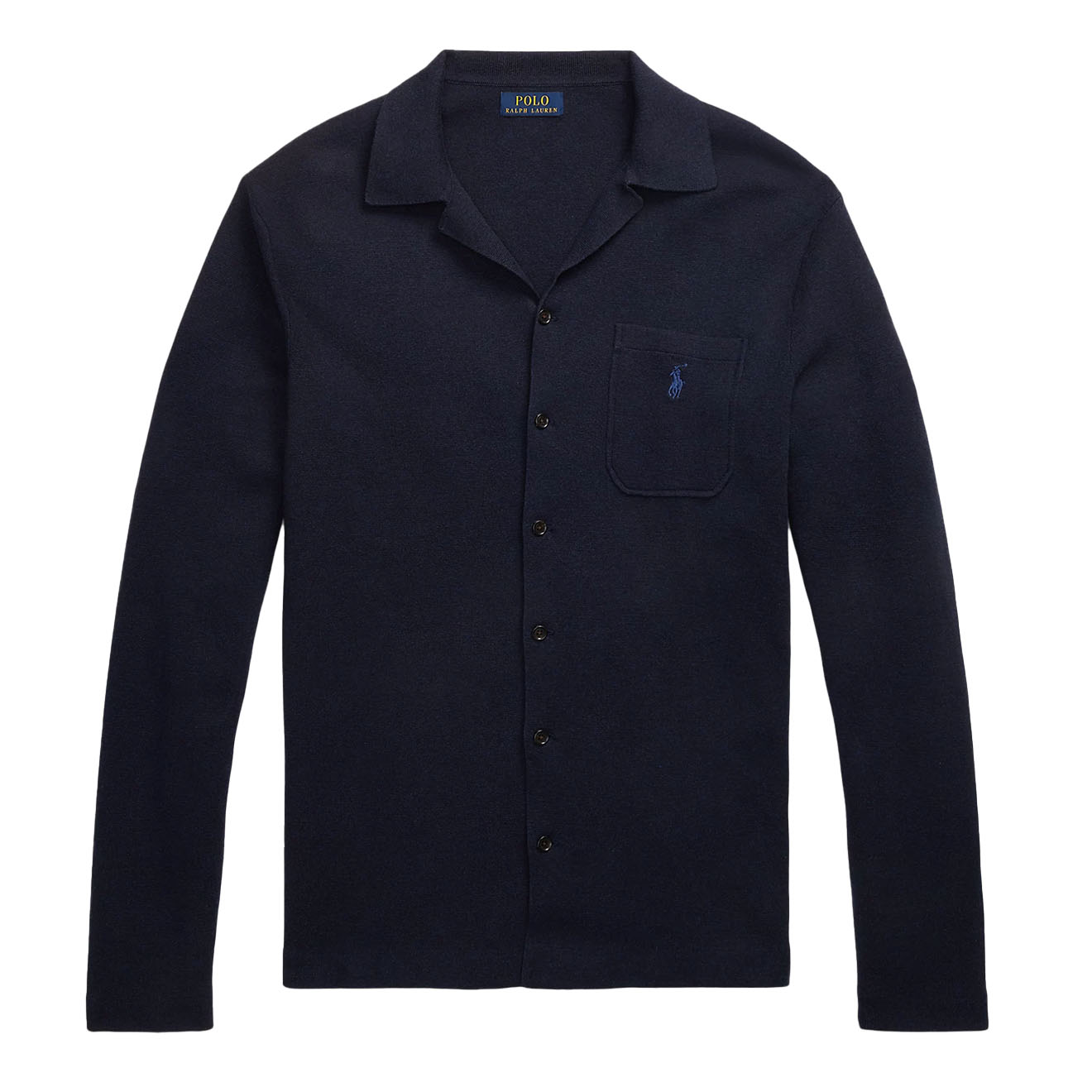 Polo Ralph Lauren Cotton Camp-Collar Jumper Navy Heather | The Sporting ...