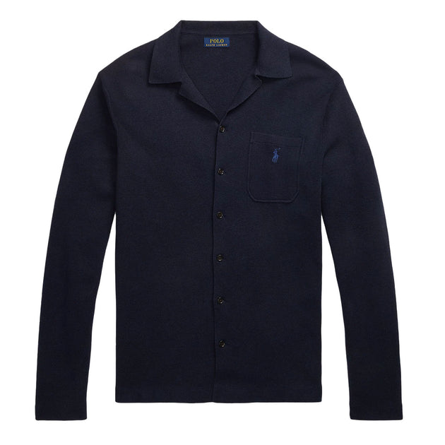 Polo Ralph Lauren Cotton Camp-Collar Jumper Navy Heather