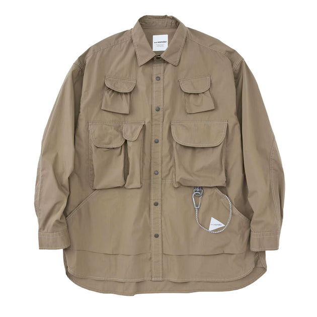 And Wander Multi Pocket Shirt Dark Beige | The Sporting Lodge