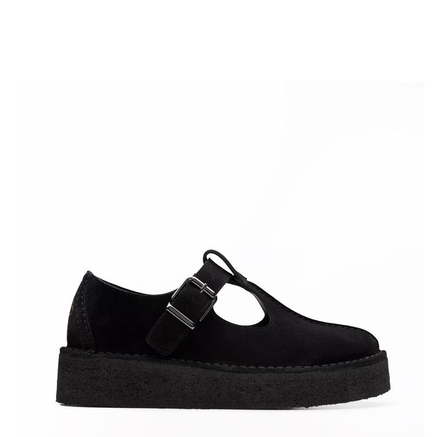 Clarks Originals Womens The Trek Wedge T-Bar Black Suede | The Sporting ...