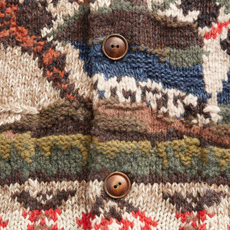 RRL by Ralph Lauren Hand-Knit Linen-Blend Cardigan Brown Multi | The Sporting Lodge
