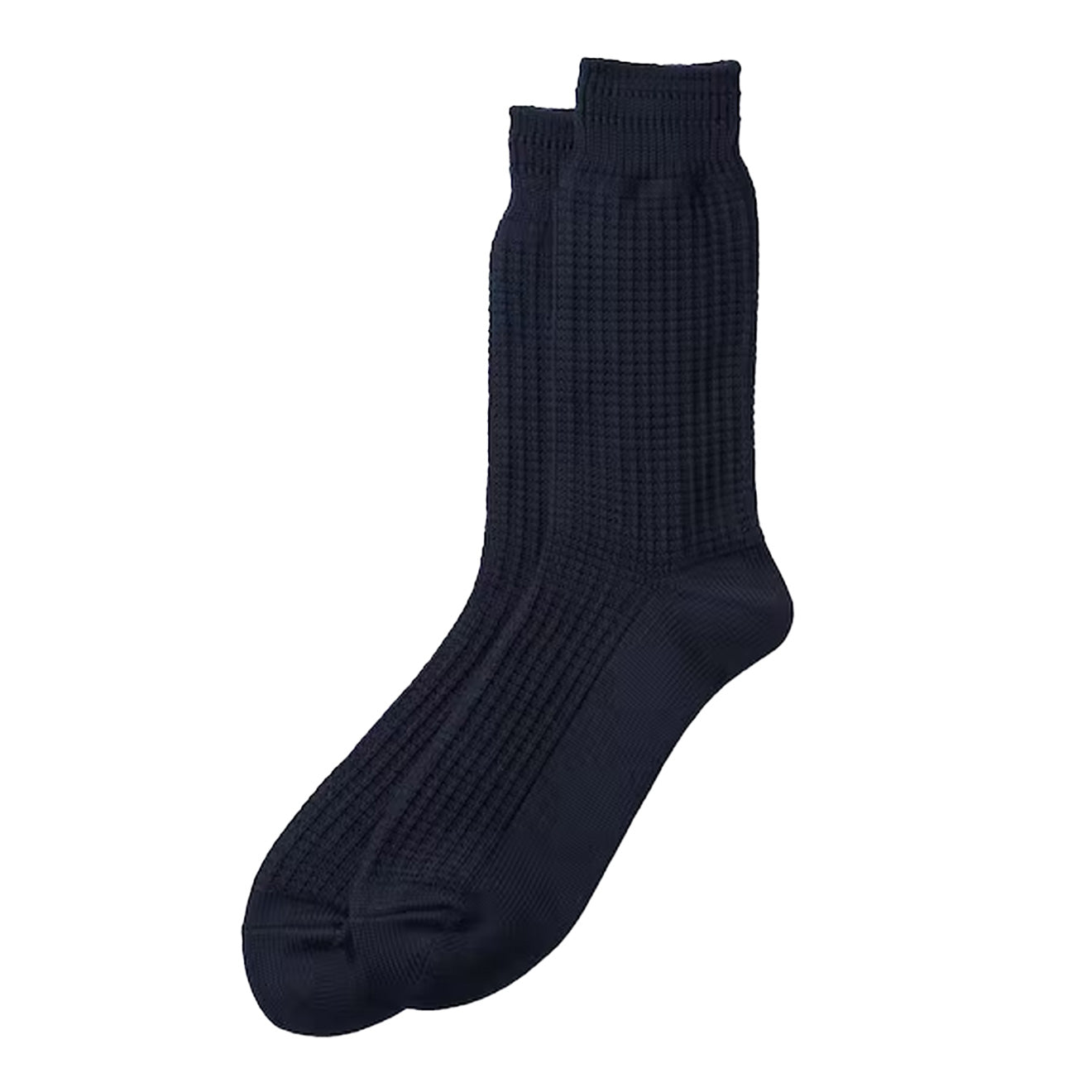 Rototo Cotton Waffle Crew Socks Dark Navy | The Sporting Lodge